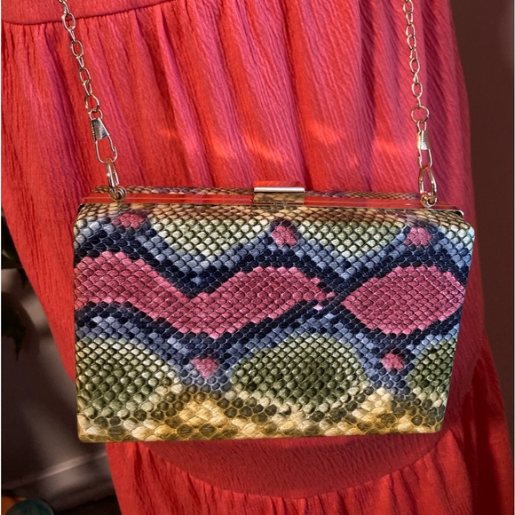 Bags | Retro Colored Eyepopping Python Print Hardbody Clutchpurse ...
